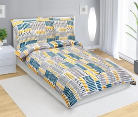 Bellatex Povlečení krepové Čárky modrá, žlutá