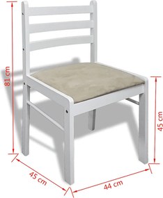 Jídelní židle 6 ks bílé masivní dřevo a samet 272092