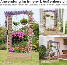 Costway Raised bed with trellis a amp; závěsná střecha, truhlík na rostliny