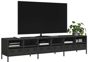 TV skříňka černá 202x39x43,5 cm ocel válcovaná za studena 3307155