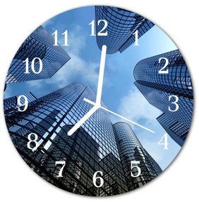 Nástěnné hodiny obrazové na skle - Vysoké budovy
