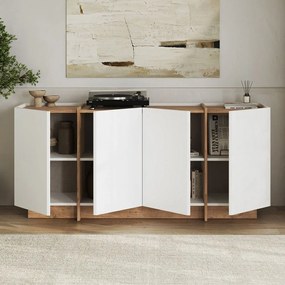 Bílá komoda v dekoru borovice s dírou na kabely 180x80x45 cm Dorma – Kalune Design