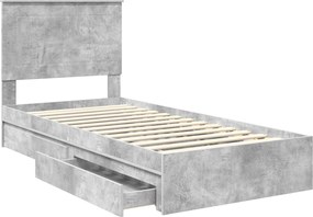 Postel s úložným prostorem s čelo Betonově šedá 90 x 190 cm 3409590