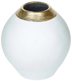 Pálená hlína Dekorativní váza 33 Bílá Zlatá LAURI Beliani