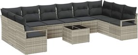 Set pohovek 11 ks Světle šedá polyratan 3346572