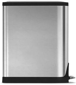 Pedálový odpadkový koš na tříděný odpad, Simplehuman – 40l (20/20), butterfly, matná ocel