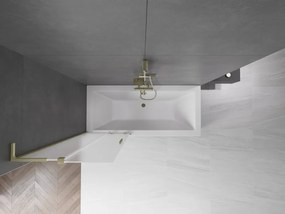 Mexen Velar L, 2-křídlová posuvná vanová zástěna 70 x 150 cm, 8mm sklo námraza, zlatá matná, 896-070-003-31-55
