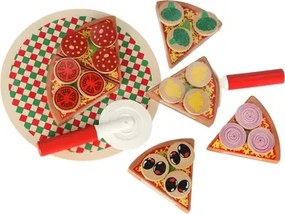 KIK Dřevěná pizza s příslušenstvím / Hra na vaření / 27 dílků / dřevo