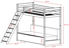 Legno Dětská patrová postel Sofie borovice s béžovou rozkládací pohovkou Rozměr (cm): 90x200/140x200, Barva látky: Béžová POSO