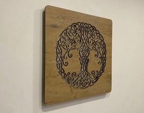 Li-Go "Keltský strom života" světelný obraz 230V 62x62 cm provedení povrchu: ořech