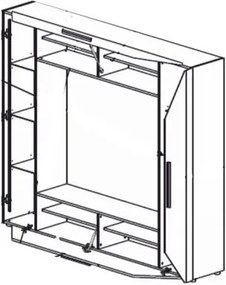 TV a media stěna ADGE, MDF s extra vysokým leskem, bílá
