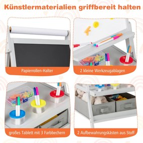 Costway Dětská tabule 3 v 1 s papírovou rolí a amp; magnetická tabule a amp