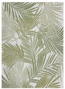 Koberec šňůrkový SIZAL SION listí Palmy, tropický 2837 ploské tkaní bílý / zelený
