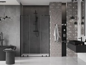 Mexen Velar L Duo, posuvné sprchové dveře do otvoru 160 cm, 8mm čiré sklo, černá matná, 871-160-003-02-70