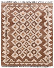Diamond Carpets India, Ručně vázaný kusový koberec M. Kelim DE 2262 Brown Mix, 300x400, hnědá, chodba / předsíň