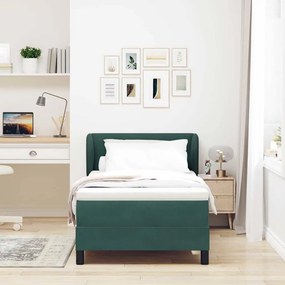 Postel s boxspringem s čelo Tmavě zelená 90 x 190 cm samet 3340367