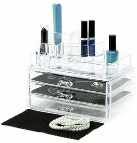 Velký organizér na kosmetiku Compactor – 3 zásuvky, horní úložný prostor, čirý plast