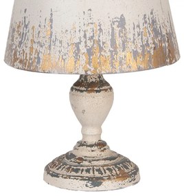 Béžovo-zlatá kovová stolní lampa s dřevěnou nohou Pascal – 32x47 cm