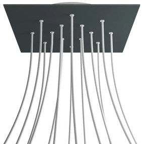 creative cables Čtvercový stropní baldachýn ROSE ONE, 400 mm, 14 otvorů a 4 boční otvory Barva komponentu: Petrolejová, Barva montury: Černá