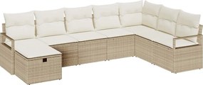 Set pohovek s polštářem s úložištěm Béžová a krémová polyratan 3359230