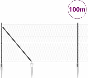 Hexagonální plot s podpěrou 100 x 1,4 m Ocel potažená PVC Šedá 3353316