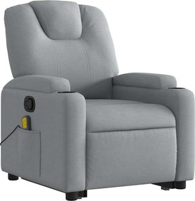 Zvedací masážní polohovací křeslo světle šedé textil 3204380
