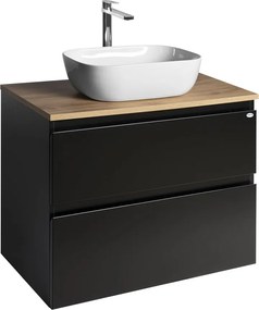 Aqualine Aqualine, ALTAIR skříňka s deskou 78,5 cm, černá mat/dub emporio, AI680-01