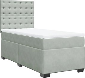 Box spring postel s matrací světle šedá 90x190 cm samet 3290798