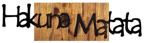 Wallexpert Dekorativní nástěnný dřevěný doplněk Hakuna Matata 4, Černá, Světlý Ořech