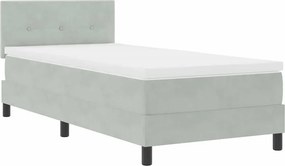 Postel s boxspringem s čelo Světle šedá 90 x 190 cm samet 3339140