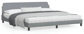 Rám postele s čelem světle šedý 200x200 cm textil - Default Title