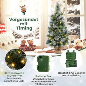 Costway 90 cm umělý vánoční stromek s osvětlením a 30 teplými bílými LED světly