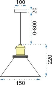 Toolight - Závěsné svítidlo Verto D APP048-1CP, černá-hnědá, OSW-00140