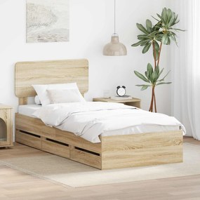 Rám postele s čelo Sonoma dub 100 x 200 cm Dřevěný materiál 3412215