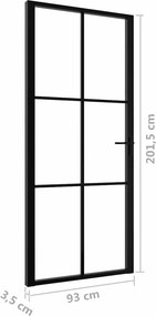 Interiérové dveře ESG sklo a hliník 93 x 201,5 cm černé 151204