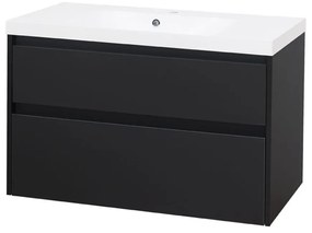 Mereo Mereo, Opto, koupelnová skříňka s umyvadlem z litého mramoru 101 cm, bílá, dub, bílá/dub, černá, CN942M