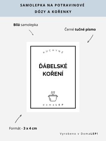 Samolepka na kořenky ĎÁBELSKÉ KOŘENÍ bílá 3 × 4 cm tučné písmo