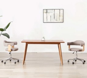 Otočná jídelní židle taupe ohýbané dřevo a textil 287420