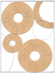Nástěnná dekorace CIRCLES kovová 48x68 cm, bílá / béžová