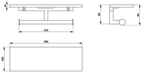 Sapho SKA dvojitý držák toaletního papíru s poličkou 30x8x10cm, černá mat/dub - SKA425