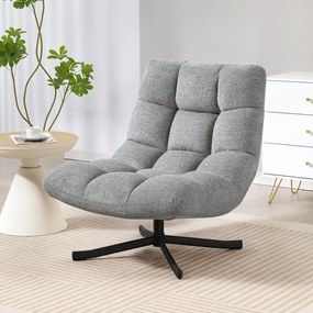 HOMCOM Otočné křeslo lounge s širokým sedákem, voděodpudivá chenille úprava, zkřížené ocelové nohy, šedá