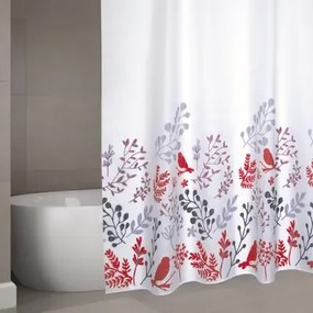 MSV BRIDS bílý / Sprchový závěs / motiv květin / 180 x 200 cm / polyes