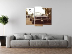 Gario Obraz s hodinami Ford Mustang, 55laney69 - 3 dílný Rozměry: 90 x 30 cm