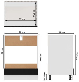 Skříňka na troubu černá 60 x 46 x 81,5 cm dřevotříska - Default Title