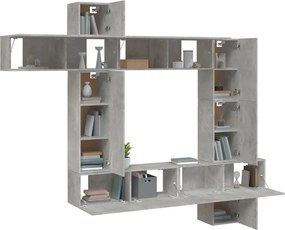 9dílný set TV skříněk betonově šedý kompozitní dřevo 3114657