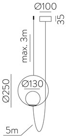 ACB Iluminacion Zavěsné LED svítidlo HALO, ⌀ 25 cm, 5W, CRI90, CCT switch 2700-3000K Barva: Černá, Stmívání: TRIAC
