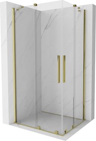 Mexen Velar Duo, sprchový kout s posuvnými dveřmi 100(dveře) x 90(dveře) cm, 8mm čiré sklo, zlatý lesklý profil, 871-100-090-02-50