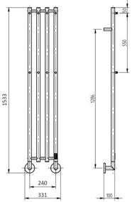 P.M.H. MO1SS-L - Elektrický sušák na ručníky MONA 93W/230V 153,3 cm IP44 nerez