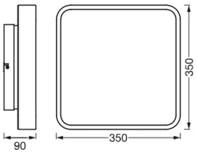 Sapho, ORBIS BACKLIGHT stropní svítidlo, 350x350mm, WIFI RGB + stmívatelné, 2800lm, 28W, černá
