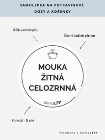 MOUKA ŽITNÁ CELOZRNNÁ - omyvatelná samolepka na dózu, výběr rozměrů Ø 5 cm / 5 x 5 cm / 6 x 8 cm | DomaLEP